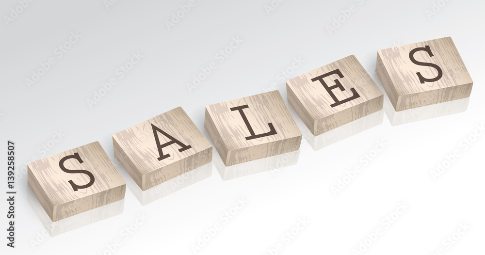 Word SALES composed from alphabet blocks vector illustration Stock ...