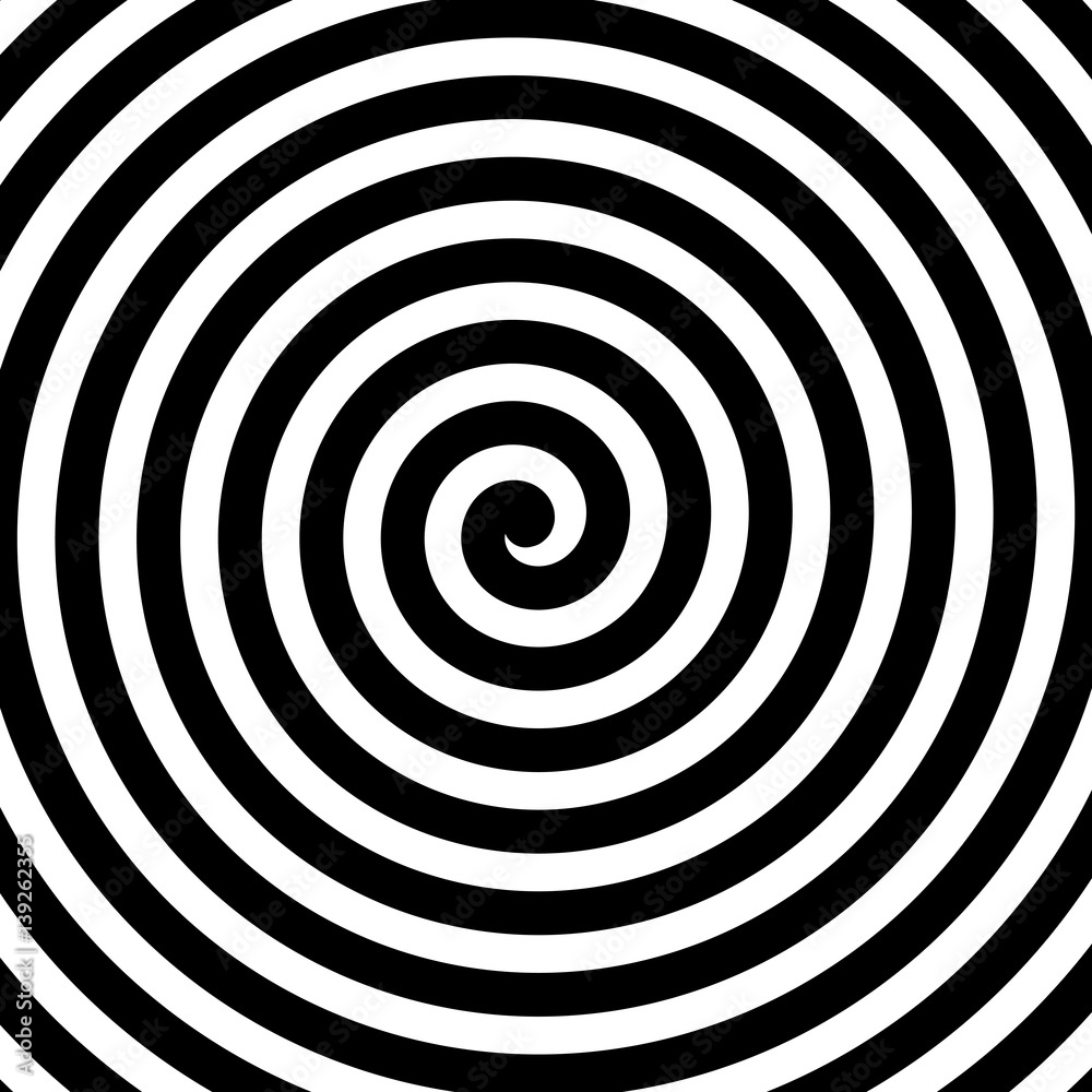 Vector spiral background in black and white. Hypnosis theme. Abstract ...