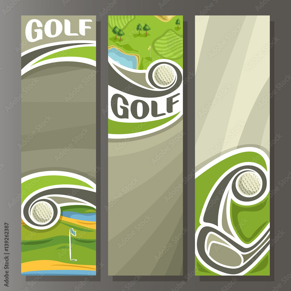 Vector set Vertical Banners for Golf Course: 3 template for title text ...