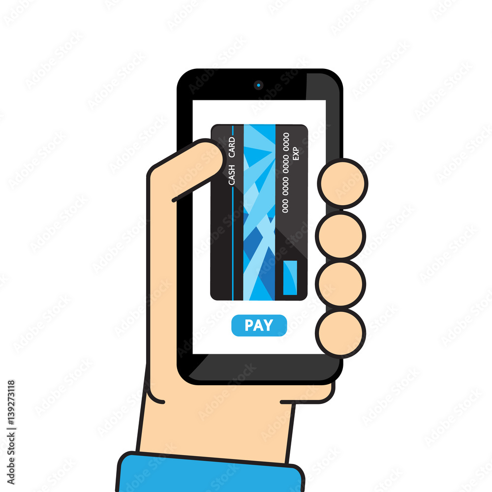 Mobile payment vector cartoon design for business finance. Stock Vector ...