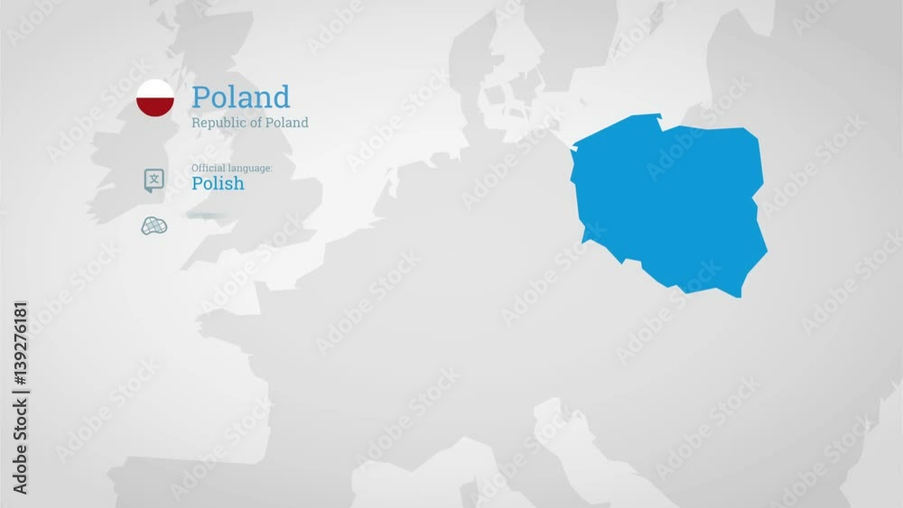 Animated infographics map with country's flag and profile. Poland Stock ...