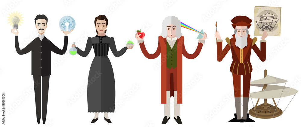 four great scientist from all the time Stock Vector | Adobe Stock