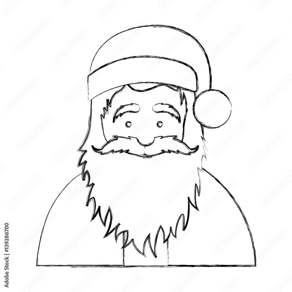 silhouette blurred half body cartoon santa claus portrait icon vector ...