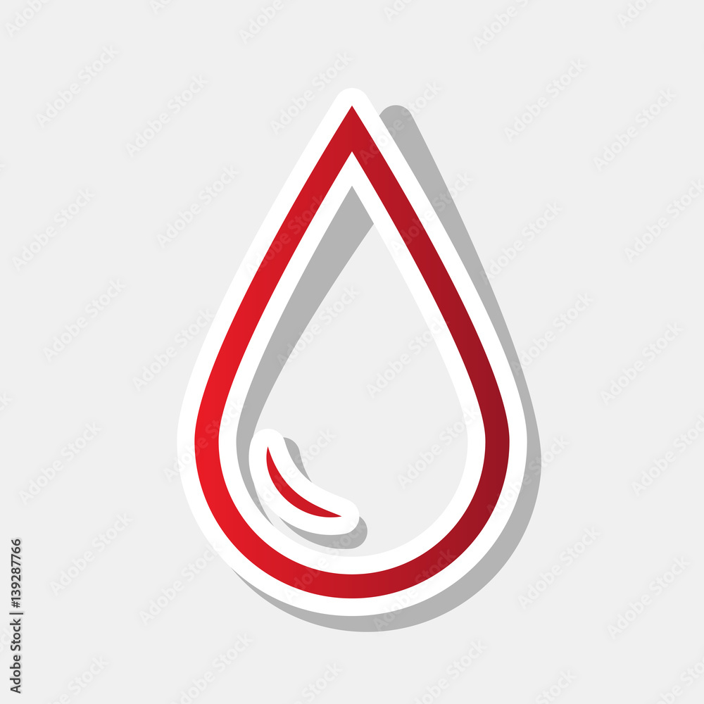 Drop of water sign. Vector. New year reddish icon with outside stroke ...