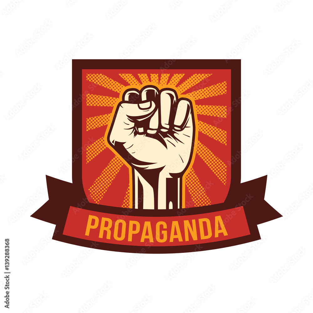 Propaganda poster style revolution fist raised in the air Stock Vector ...