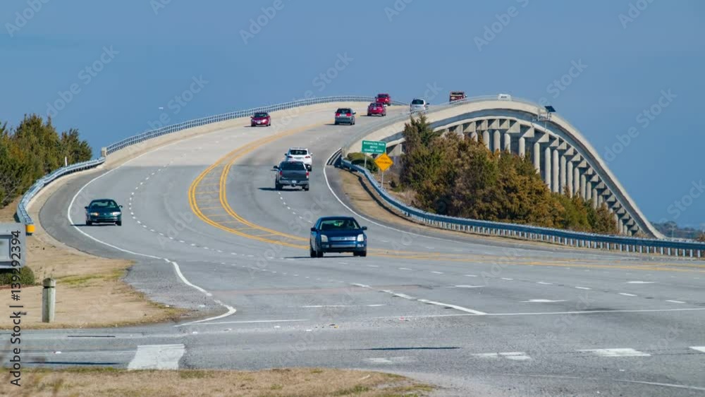 Roanoke Island Washington Baum Bridge with Vehicle Traffic Over the ...