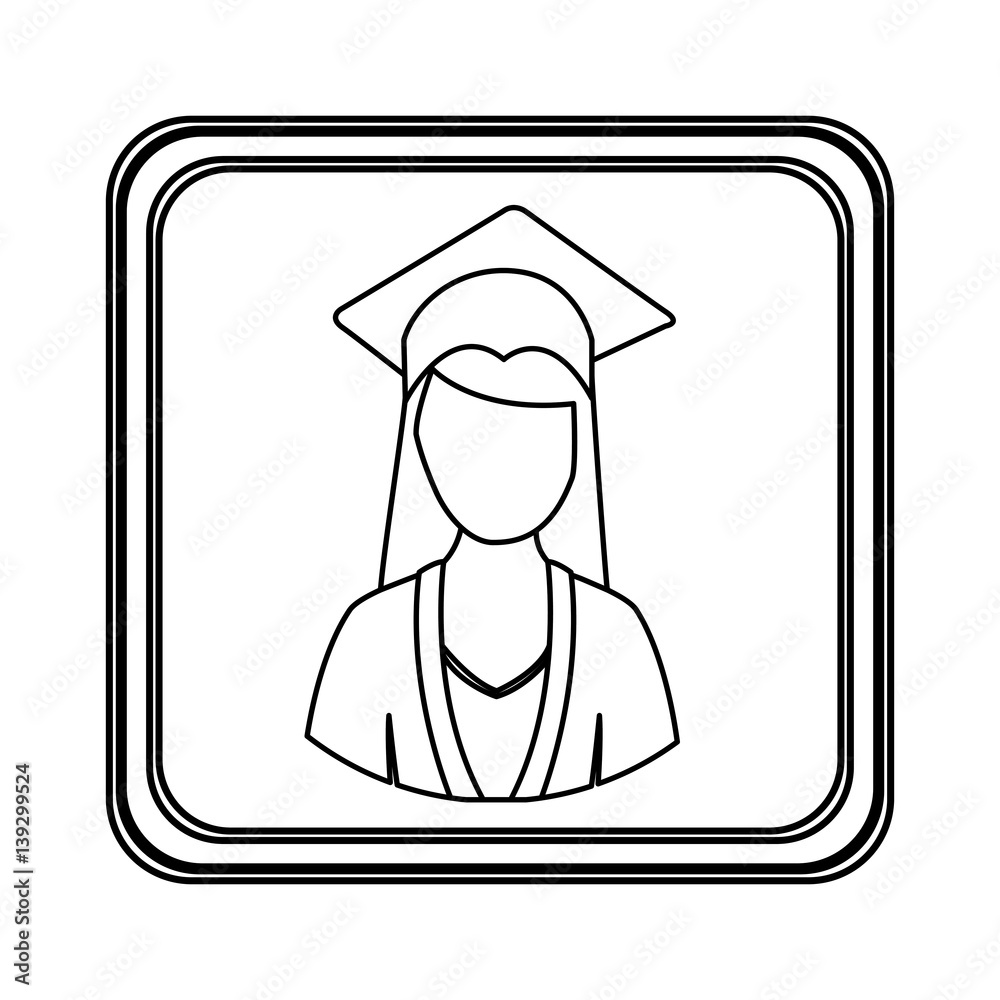 figure emblem woman graduation icon, vector illustraction design image ...