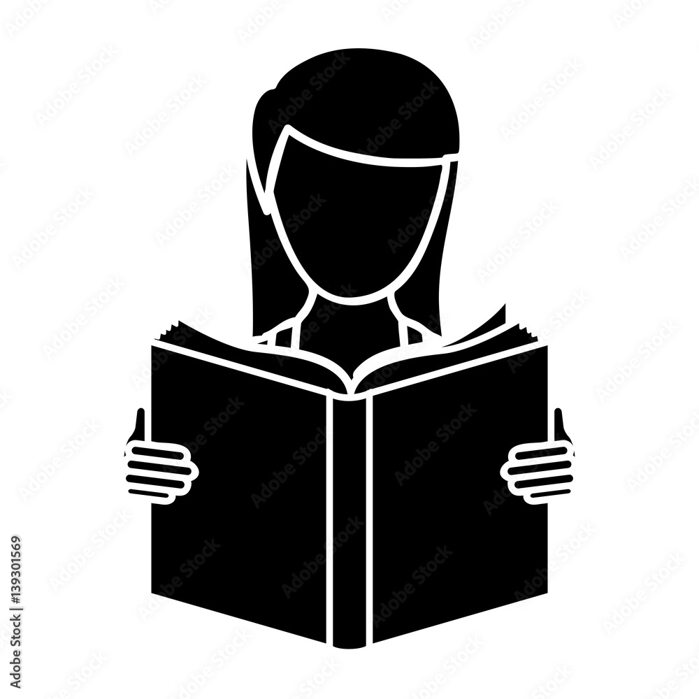 black woman to read a book icon, vector illustraction design Stock ...