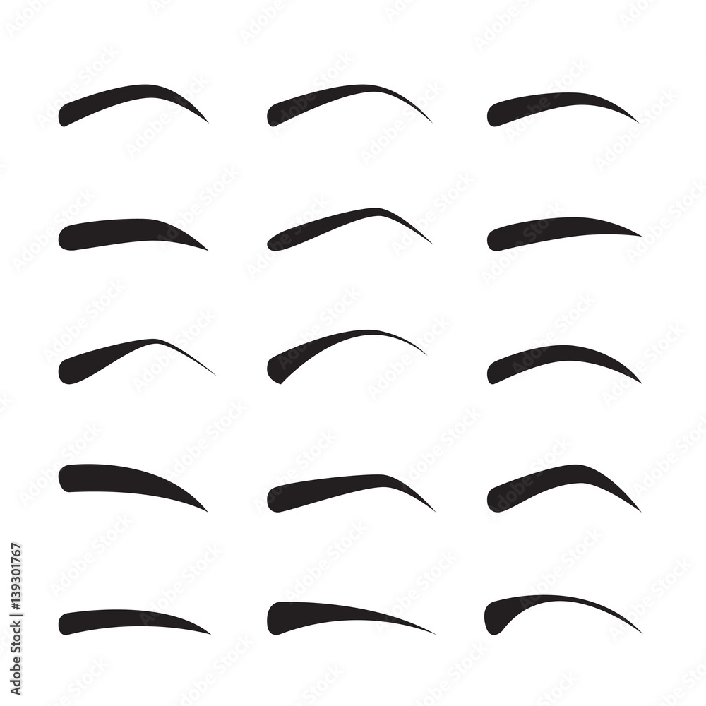 Set Of Female Eyebrows In Different Shapes And Types, Pattern, Beauty ...