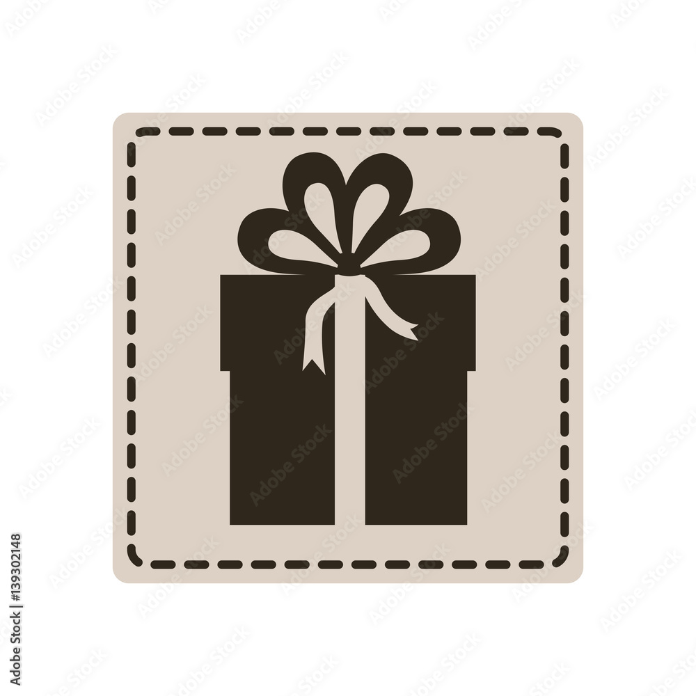 emblem sticker box with bow ribbon icon, vector illustraction design ...