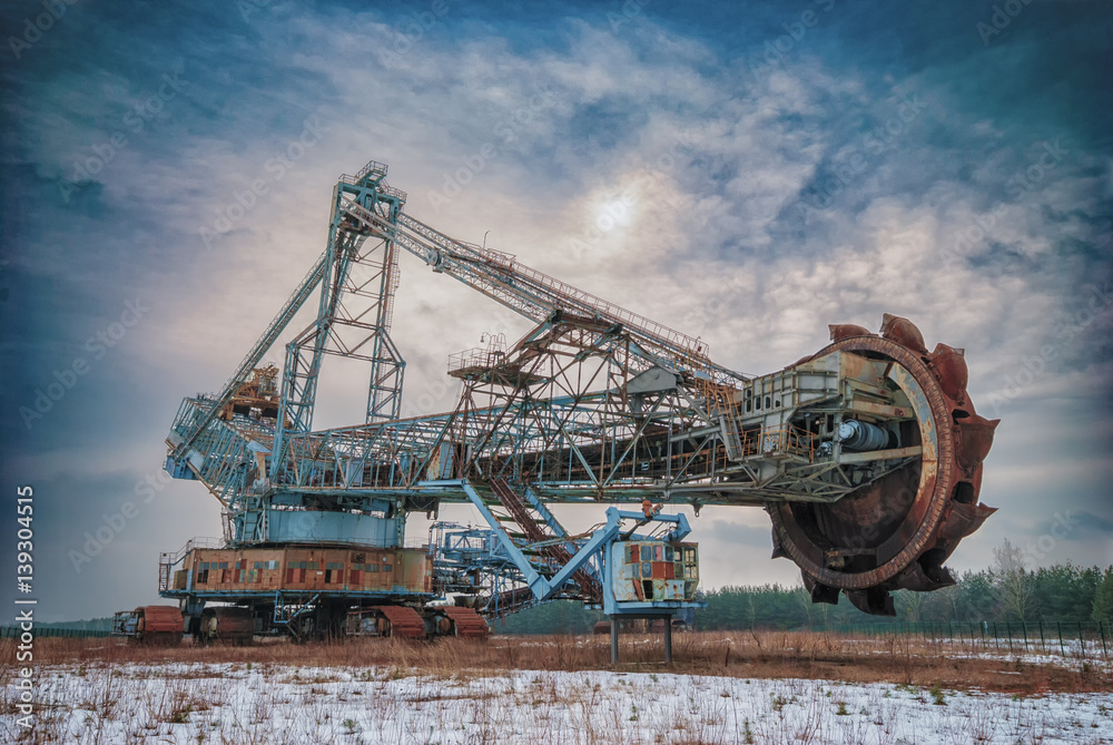 Ausgemusterter Braunkohlebagger in der Lausitz Stock Photo | Adobe Stock