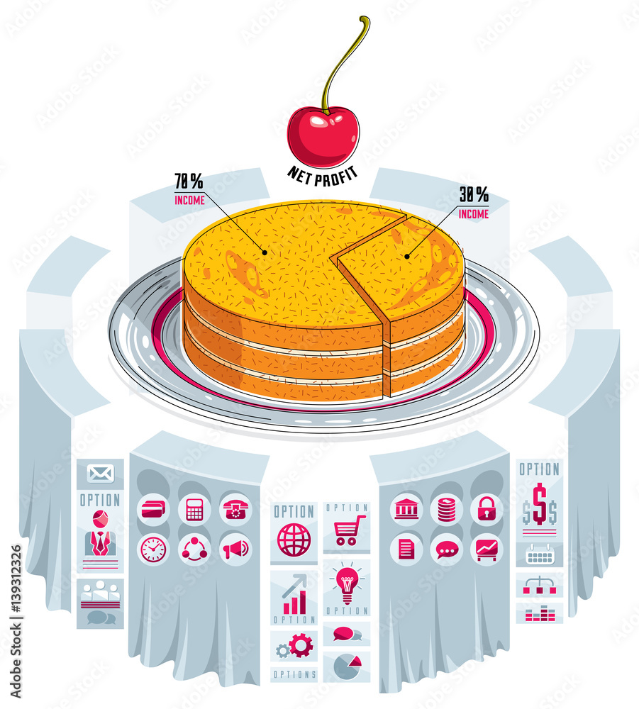 Infographics template, piece of pie idea, vector illustration. Stock ...