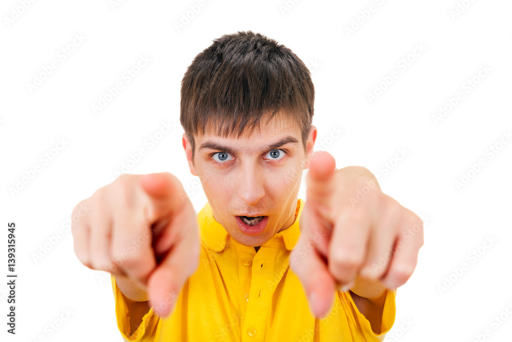 Foto de Young Man pointing do Stock | Adobe Stock