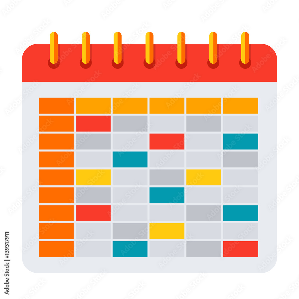 School timetable for students or pupils, vector icon in flat style ...