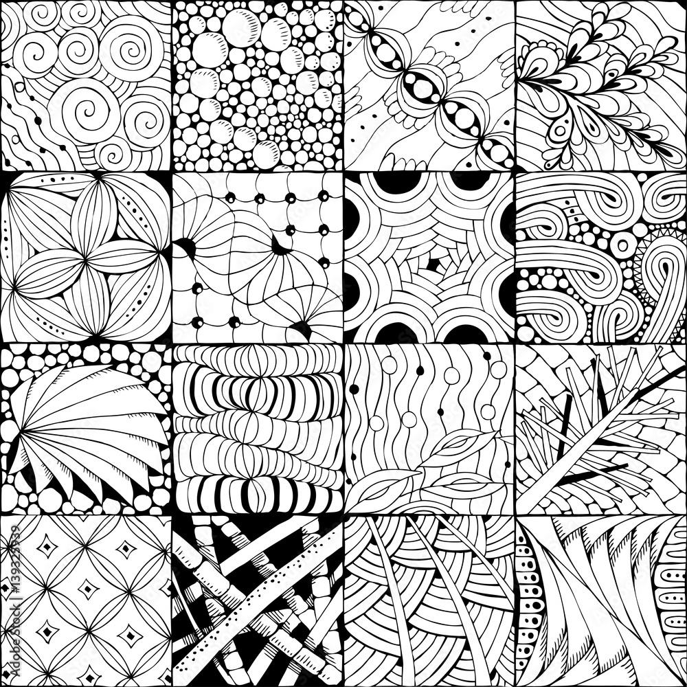 Hand drawn zentangle background for coloring pag Stock Vector | Adobe Stock