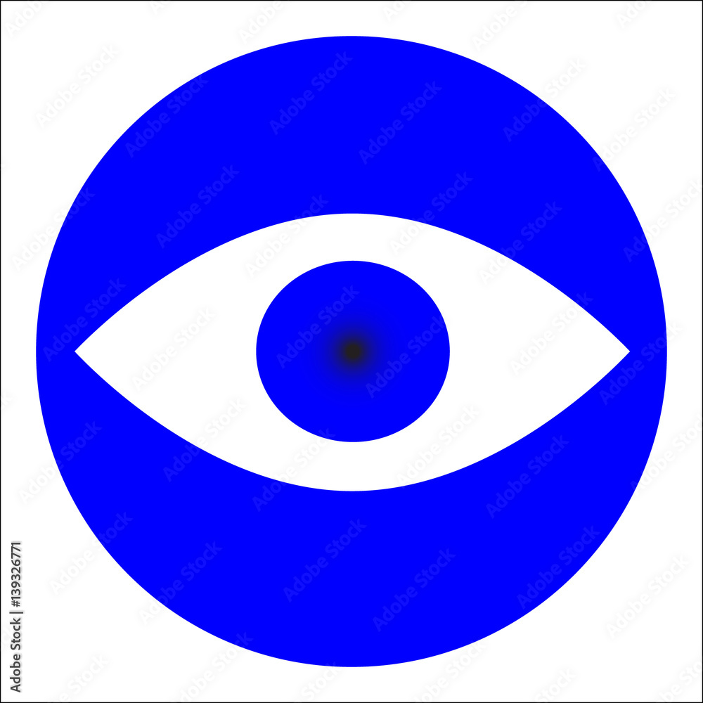 Blue icon of eye in a circle isolated on white background. Vector ...