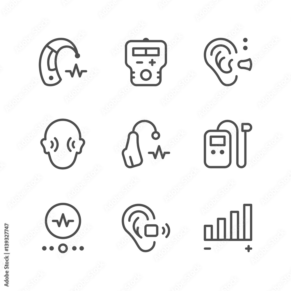 Set line icons of hearing aid Stock Vector | Adobe Stock