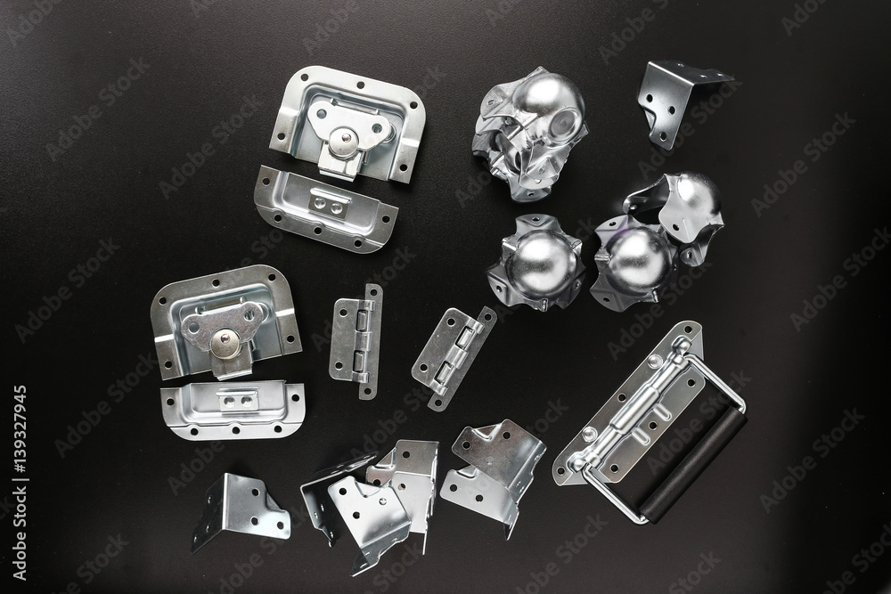 Multiple Road Case Hardware, Handles, Corners, Catches Stock Photo ...