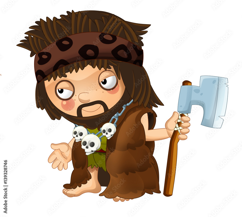 cartoon scene with happy barbarian warrior illustration for children ...