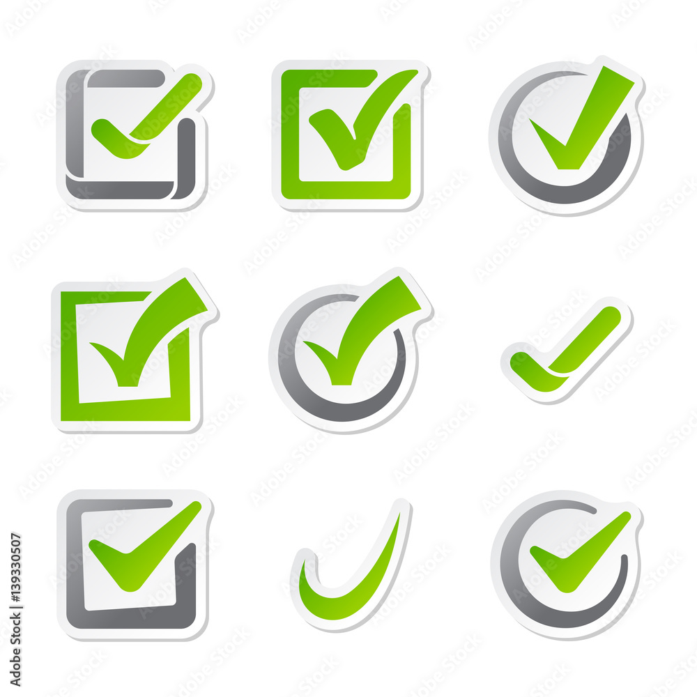 Check box icons of vote mark sign choice yes symbol and correct design ...