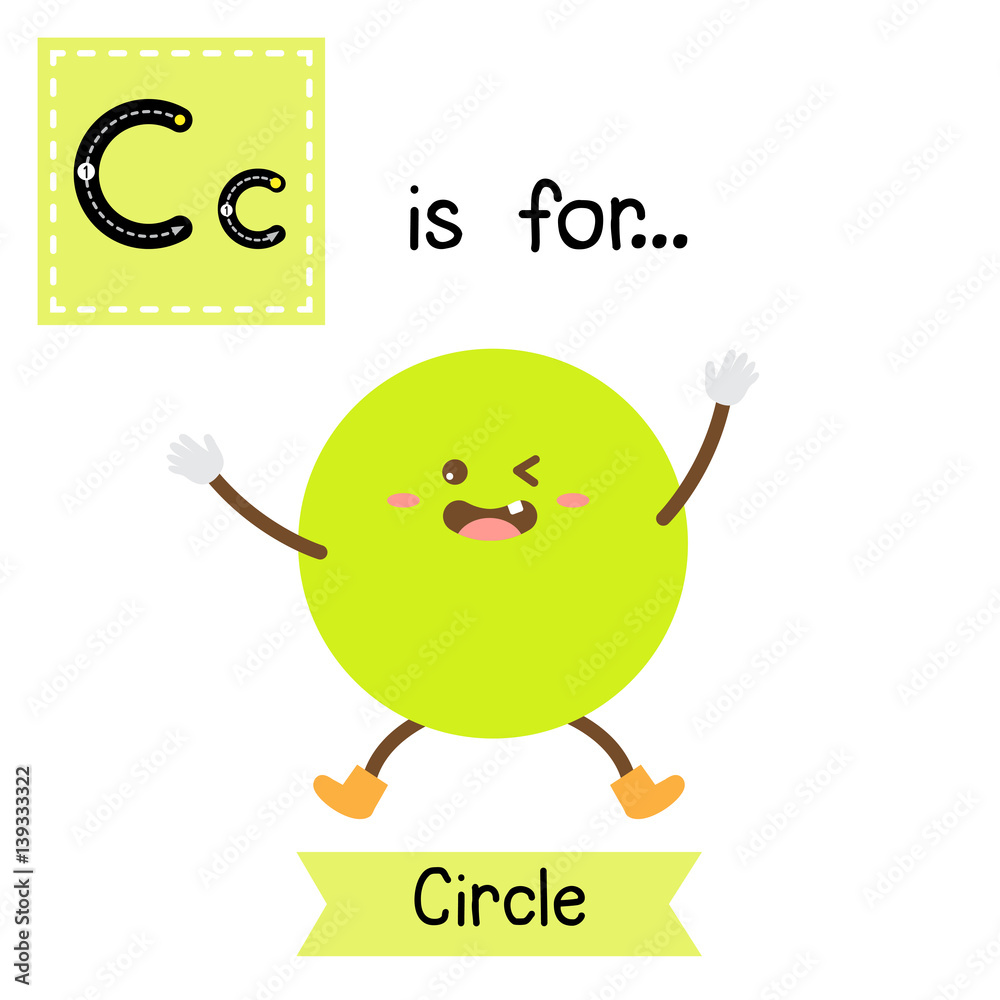 Letter C cute children colorful geometric shapes alphabet tracing ...