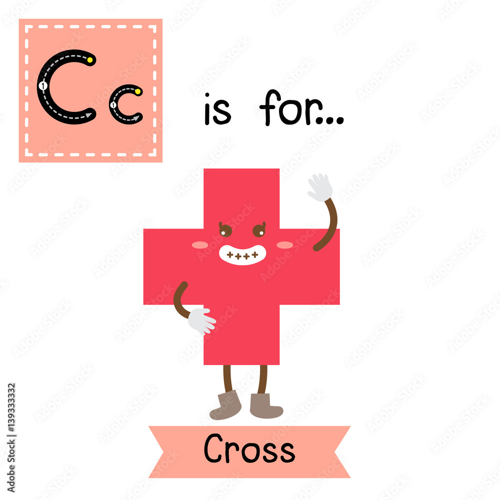 Letter C cute children colorful geometric shapes alphabet tracing ...