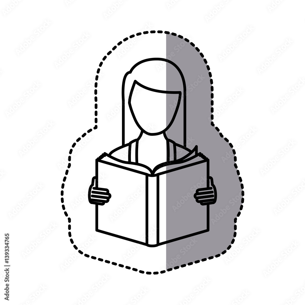 figure emblem woman to read a book icon, vector illustraction design ...