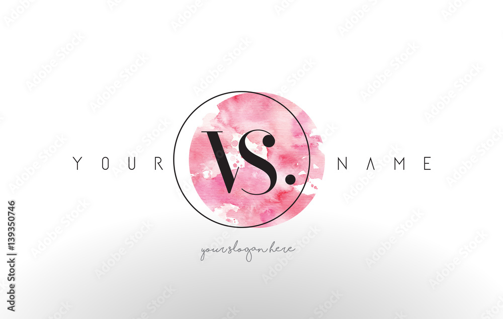 VS Letter Logo Design with Watercolor Circular Brush Stroke. Stock ...