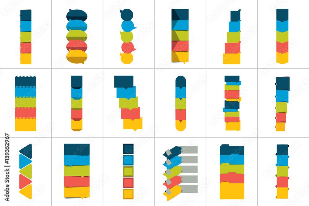 Mega set of Option step by step vertical schedule, tab, banner, bar ...