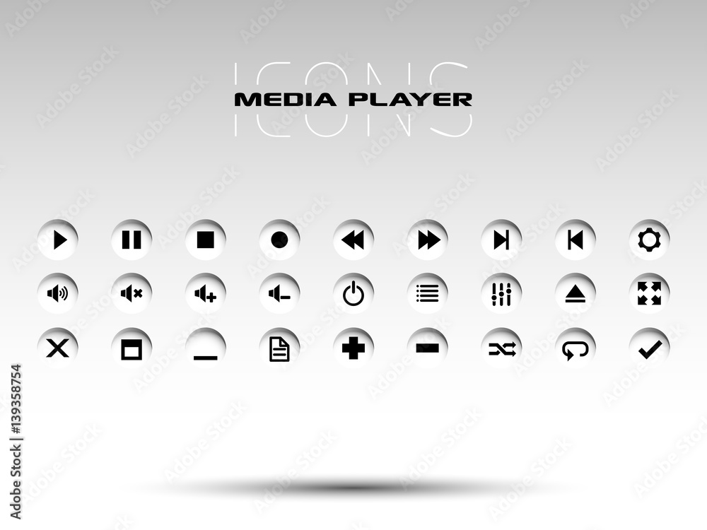 Complete Media player icon set. Set of media player buttons. vector de ...