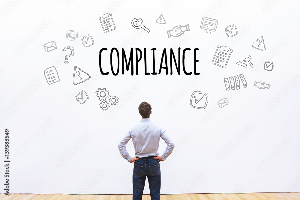 compliance concept on white background with scheme drawn icons Stock ...