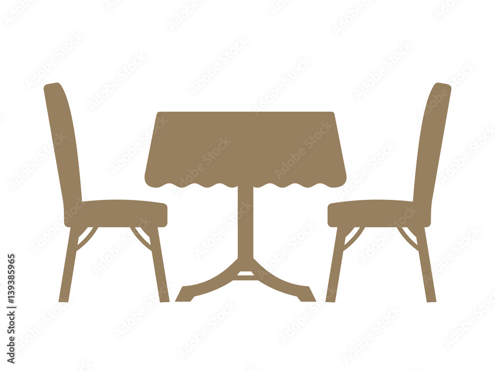Dining table silhouette isolated on white background. Stock Vector ...