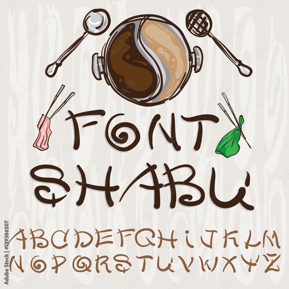 shabu sukiyaki objects font drawing graphic design illustrate Stock ...