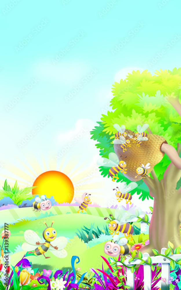 The Swarm Of Bees rhymes wall mural wallpaper | Muraledesign.com