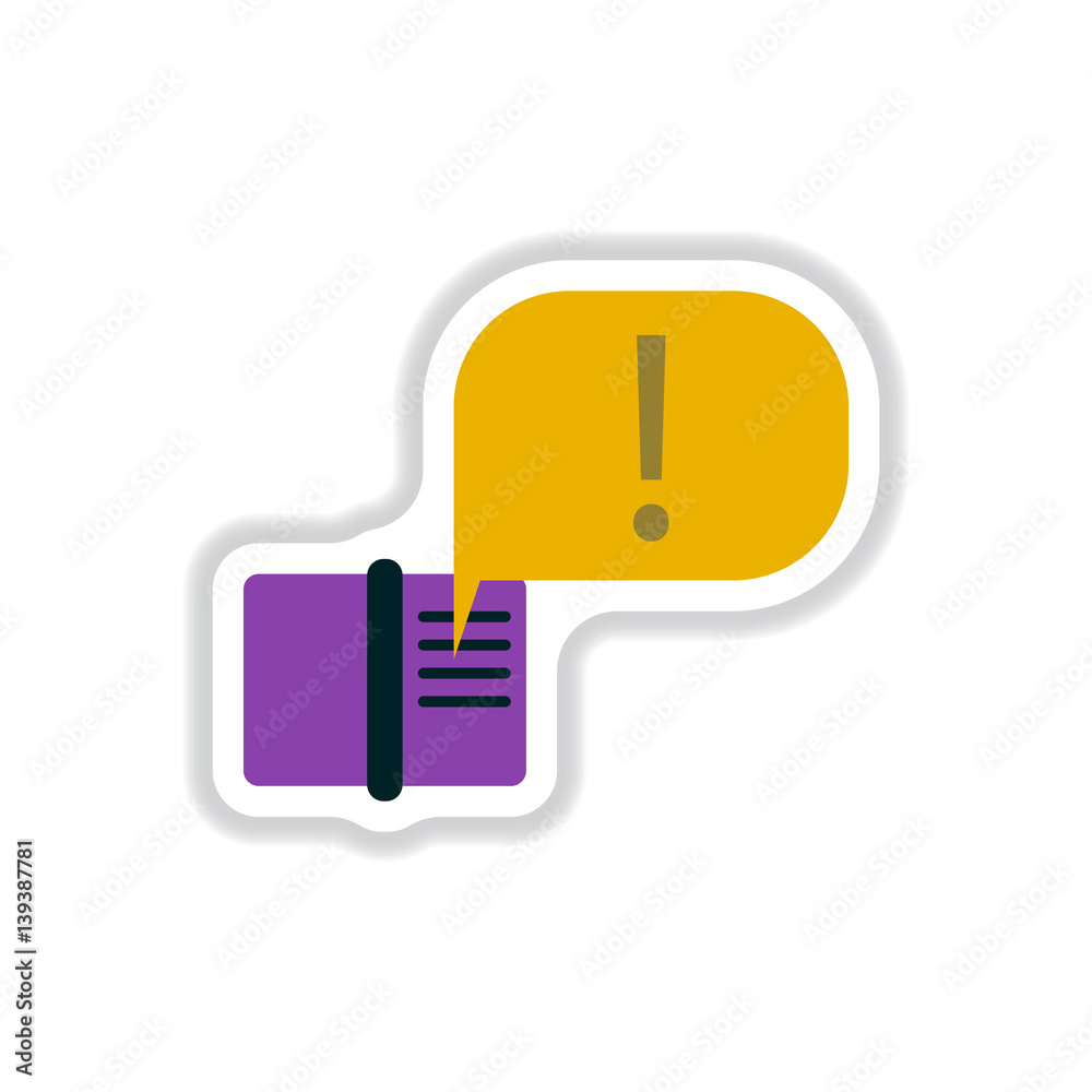 Vector illustration in paper sticker style book and explanation mark in ...