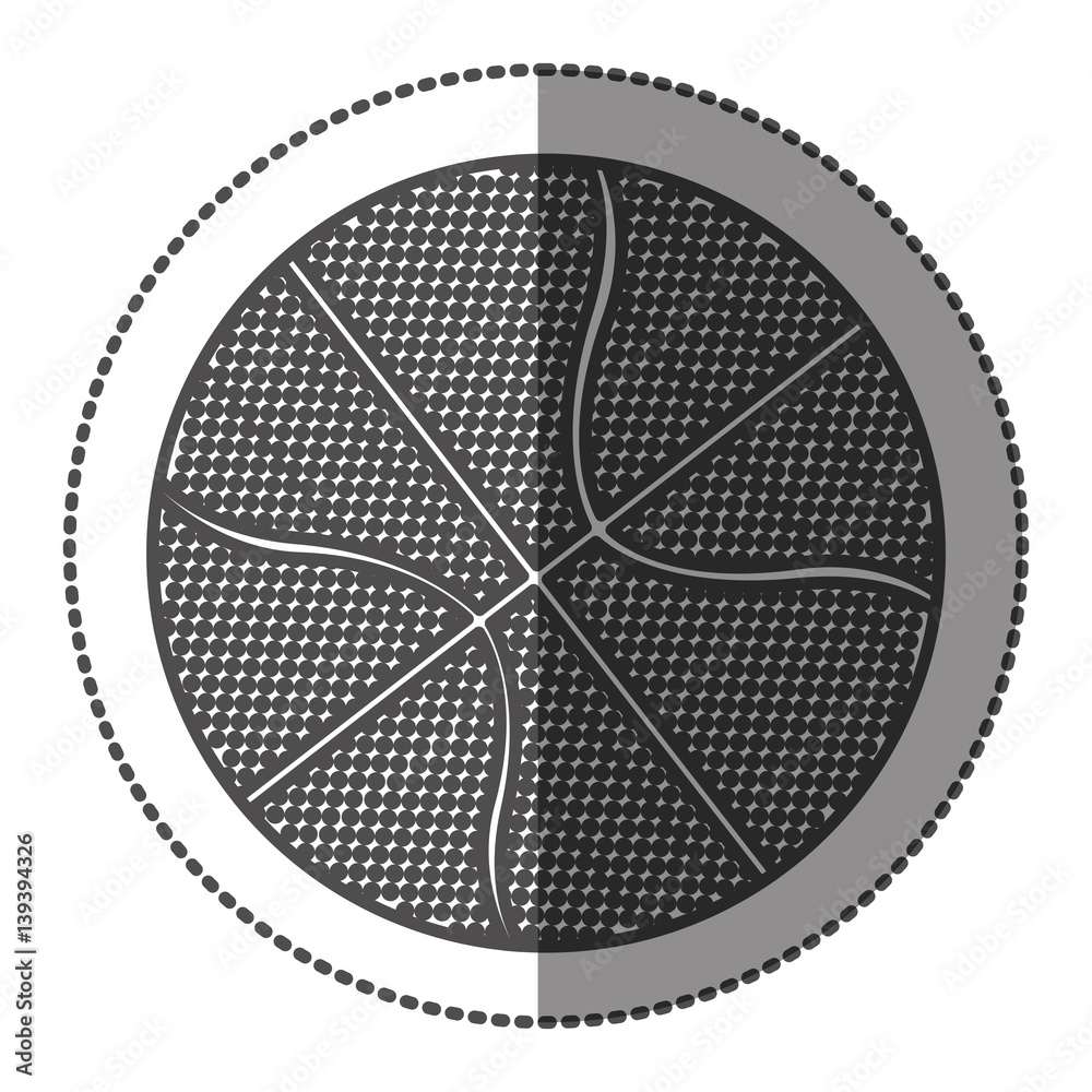 sticker grayscale contour with basketball ball vector illustration ...