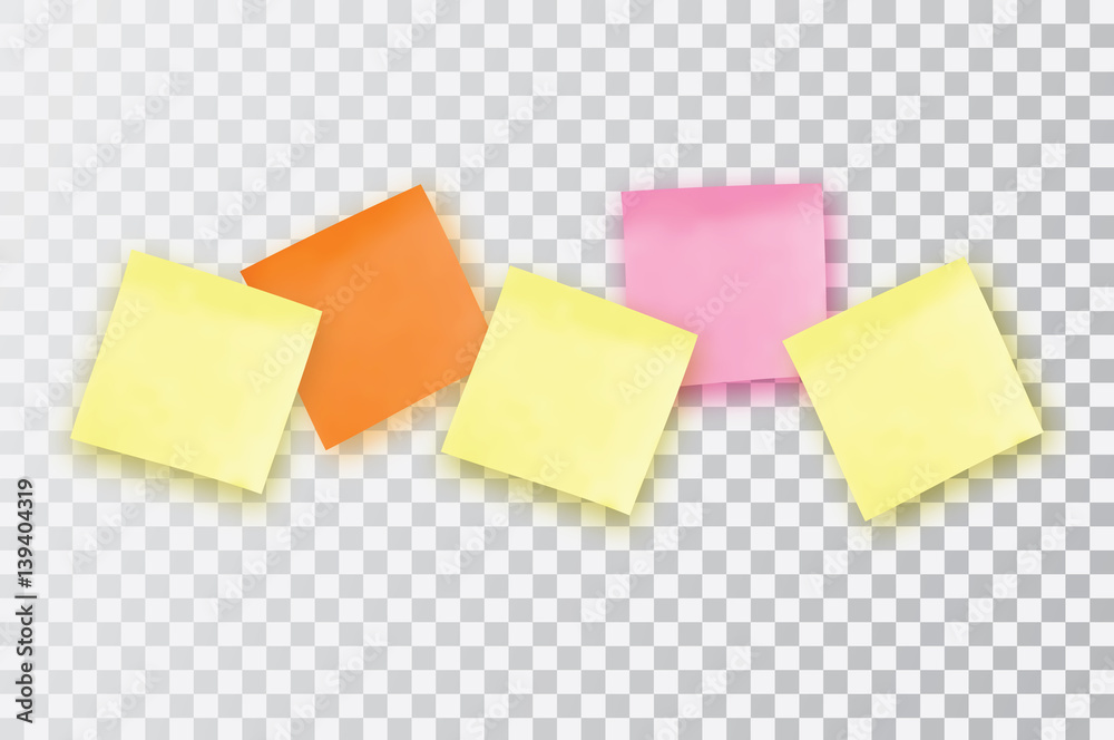 5 Colorful sticky note. Template for your projects. Five Sticker Stock ...