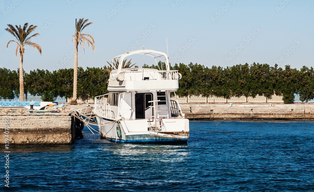 Boat at the pier in the Red Sea in Egypt, Africa Stock Photo | Adobe Stock