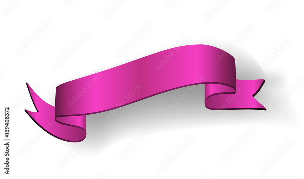 Pink ribbon banner. Satin glossy bow blank. Design label scroll ribbon ...