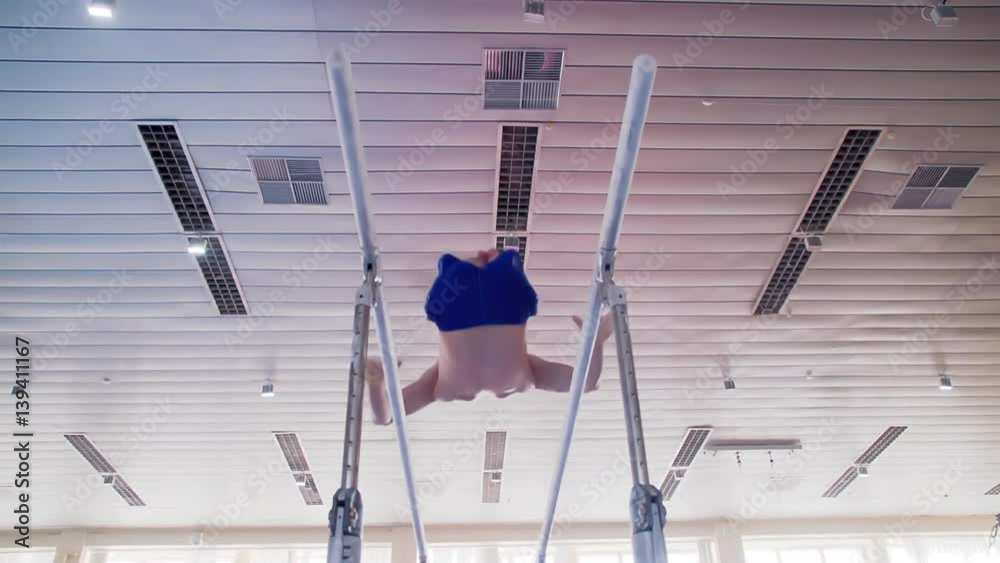 Gymnast performs routine on parallel bars HD gymnastics slow-motion ...