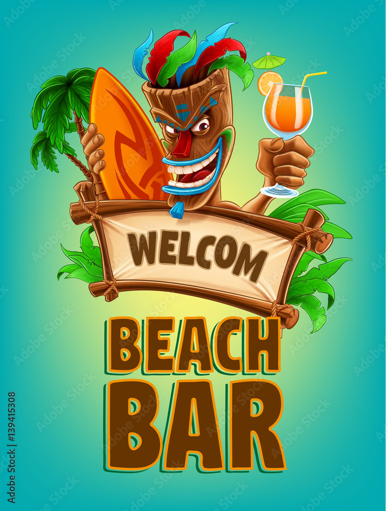 beach bar cartoon mask Stock Vector | Adobe Stock