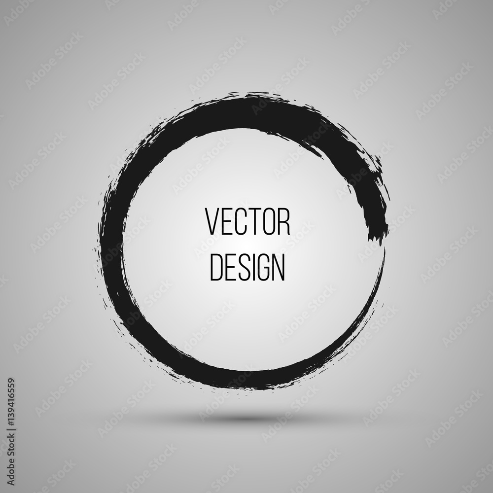 Hand drawn circle shape. Label, logo design element, frame. Brush ...