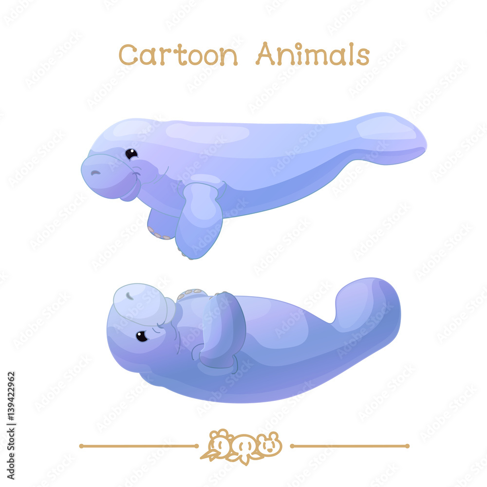 Toons series cartoon animals: Couple of manatees Stock Vector | Adobe Stock