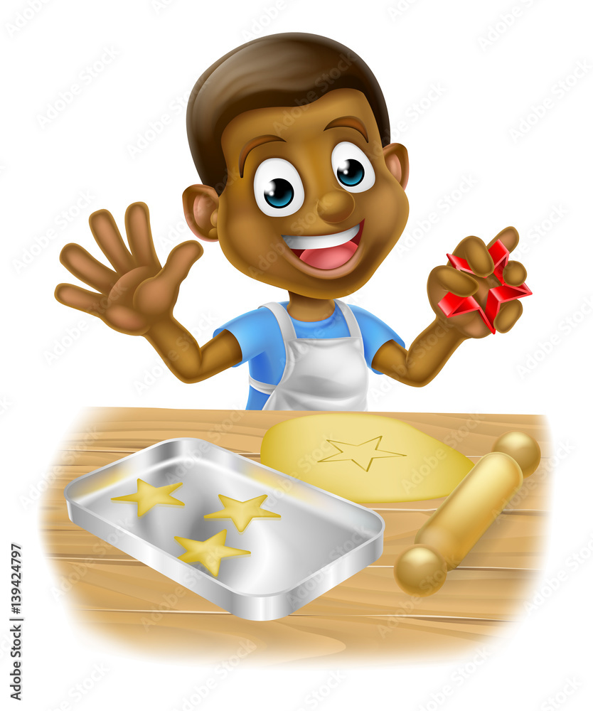 Cartoon Boy Baking Cookies Stock Vector | Adobe Stock