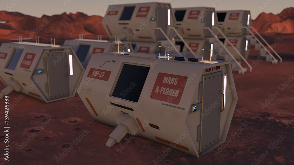 3d rendering. Planetary exploration house3d rendering. Planetary ...