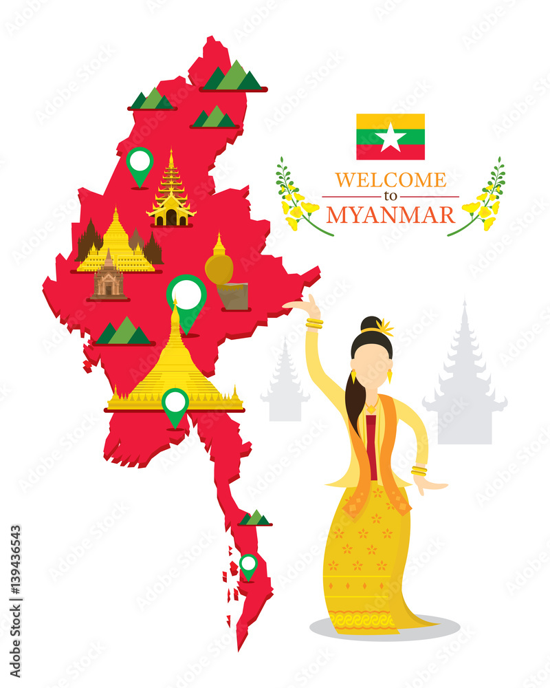 Myanmar Map and Landmarks, Traditional Dance, Culture, Travel and ...