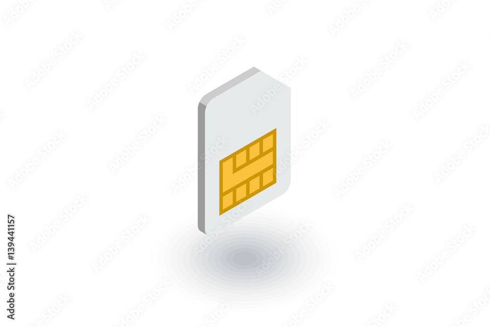 SIM card isometric flat icon. 3d vector colorful illustration ...