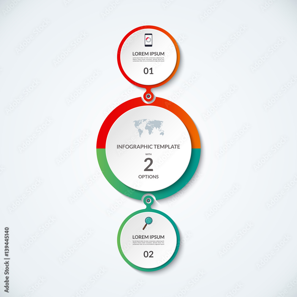 Infographic banner with 2 options. Circular template that can be used ...