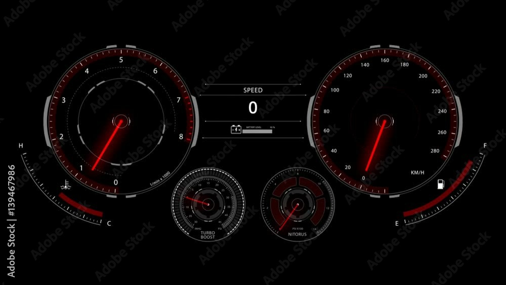 Digital optitron speedometer of car driving with acceleration ...