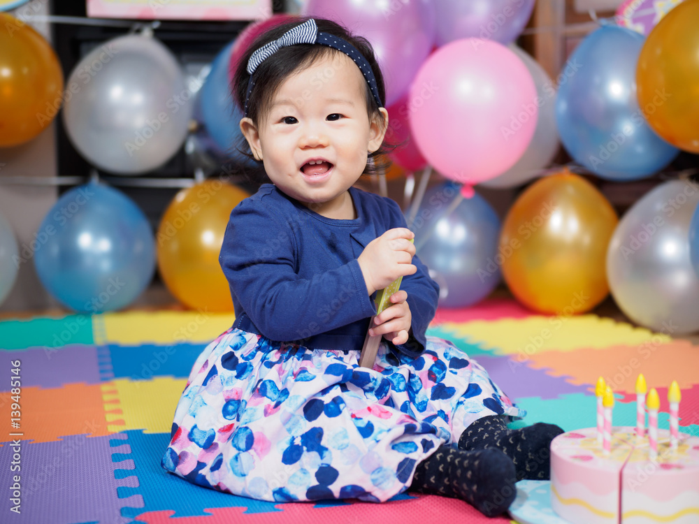 baby girl celebrate her first birthday Stock Photo | Adobe Stock